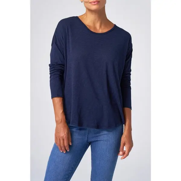 FRANNE GOLDE Slub Jersey Relaxed Long Sleeve Tee