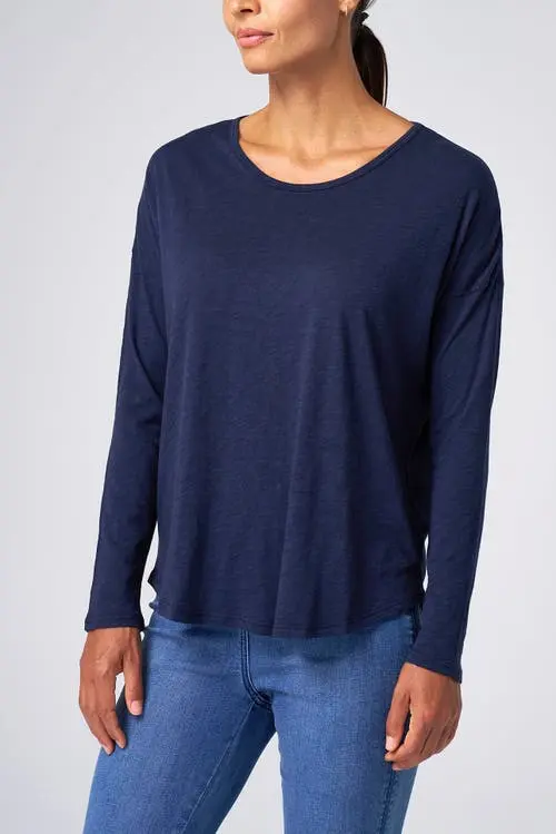 FRANNE GOLDE Slub Jersey Relaxed Long Sleeve Tee