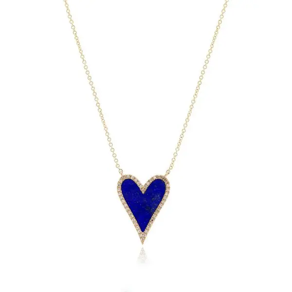 THE LOVERY FINE JEWELRY Diamond And Heart Necklace - Lapis