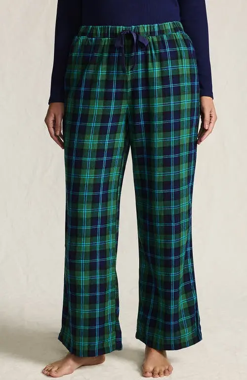 LANDS' END Print Flannel Pajama Pants - Light Emerald Blackwatch