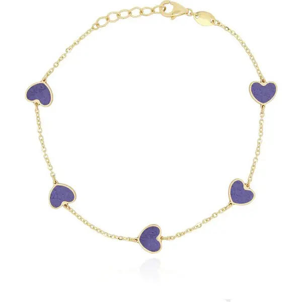 THE LOVERY FINE JEWELRY Heart Station Bracelet - Amethyst