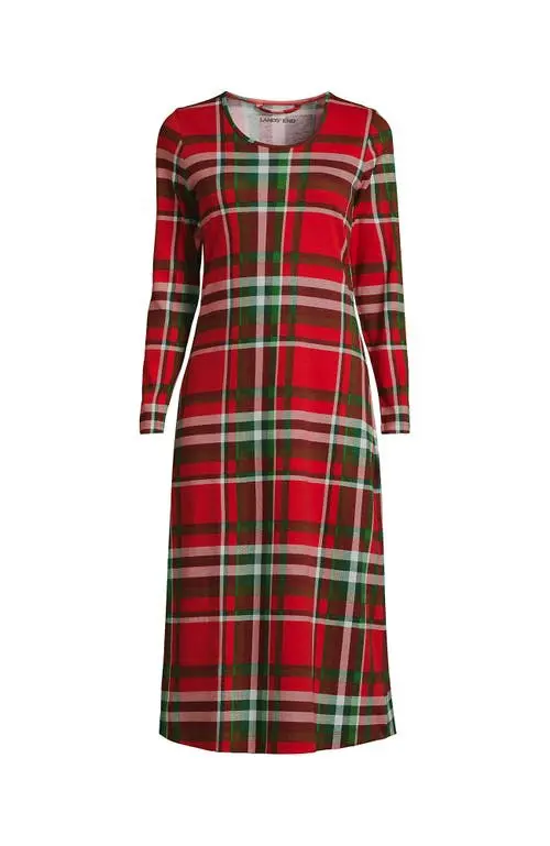 LANDS' END Cotton Long Sleeve Midcalf Nightgown