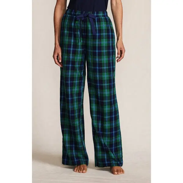 LANDS' END Print Flannel Pajama Pants - Light Emerald Blackwatch
