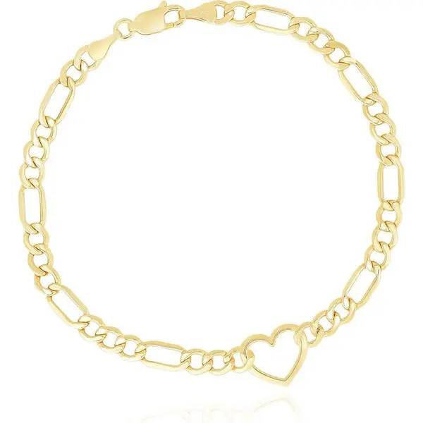 THE LOVERY FINE JEWELRY 14k Figaro Heart Bracelet - Yellow Gold