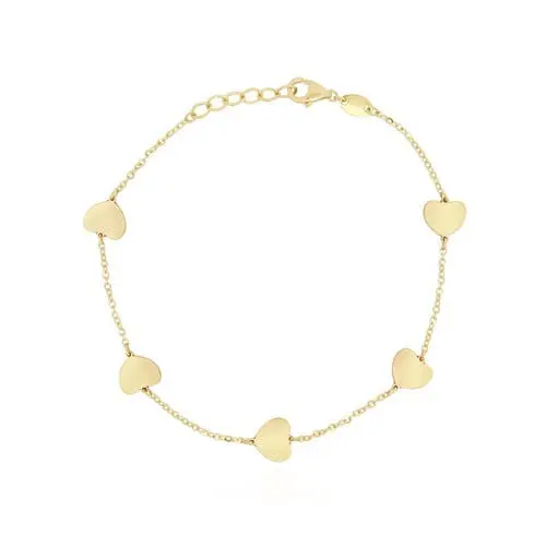 THE LOVERY FINE JEWELRY Gold Heart Station Bracelet - Yellow Gold