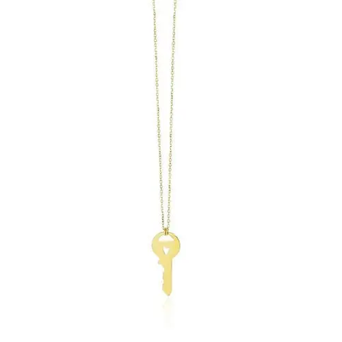 THE LOVERY FINE JEWELRY Heart Key Pendant Necklace - Yellow Gold