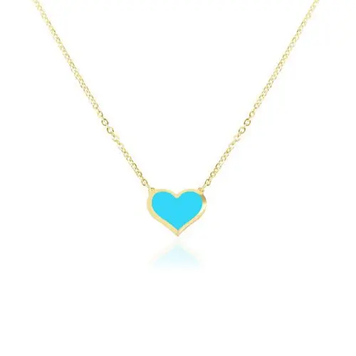 THE LOVERY FINE JEWELRY Single Heart Necklace - Turquoise