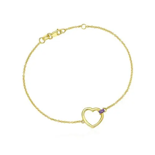 THE LOVERY FINE JEWELRY Baguette Heart Bracelet - Amethyst