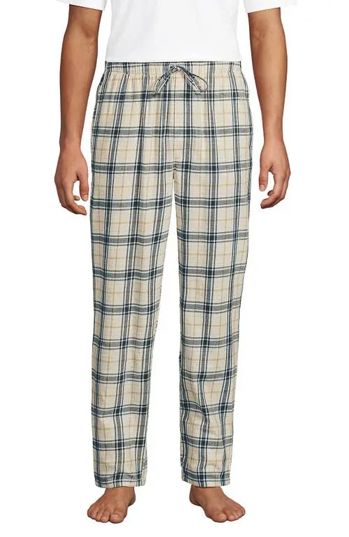 LANDS' END Flannel Pajama Pants - Antique Alabaster Plaid