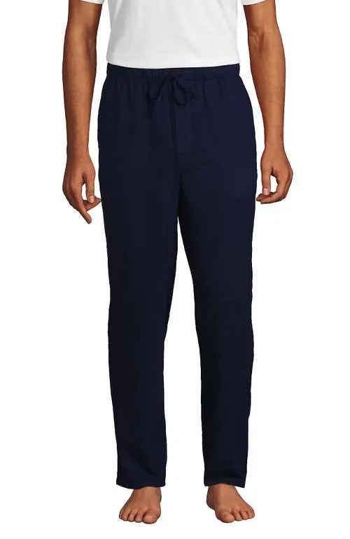 LANDS' END Flannel Pajama Pants - Deep Sea Navy