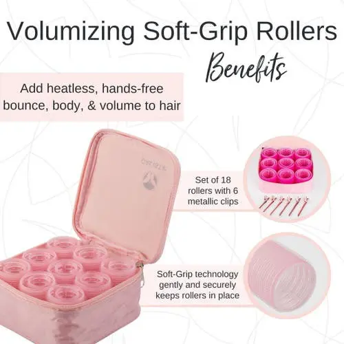 CALISTA Volumizing Soft Grip Rollers - Pink -short Set