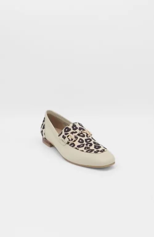 STIVALI NEW YORK Gentilezza Leather Loafers - Ivory Leopard