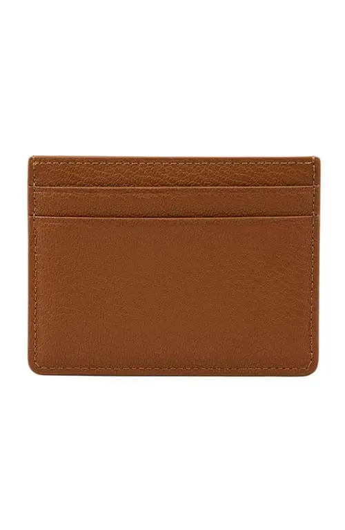 Sandro Grained Leather Cardholder - Cognac