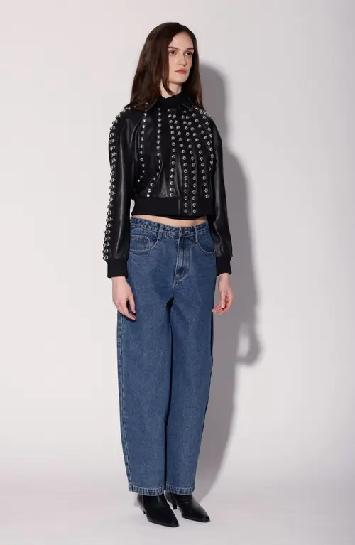 Walter Baker Ilaria Studded Leather Bomber Jacket