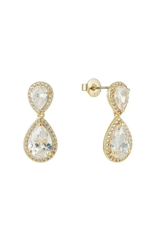 UNTAMED PETALS Aspen Pave Crystal Drop Earrings - Gold