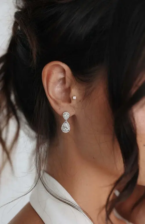 UNTAMED PETALS Aspen Pave Crystal Drop Earrings - Silver