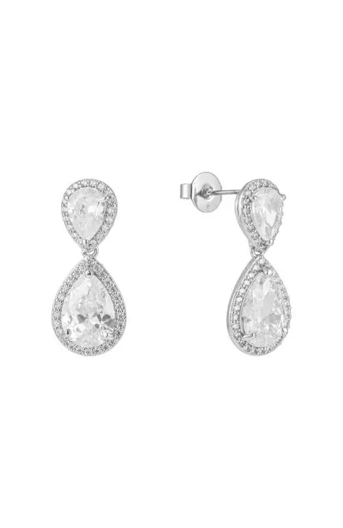 UNTAMED PETALS Aspen Pave Crystal Drop Earrings - Silver