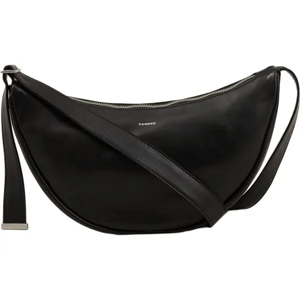 Sandro Leather Hobo Bag - Black
