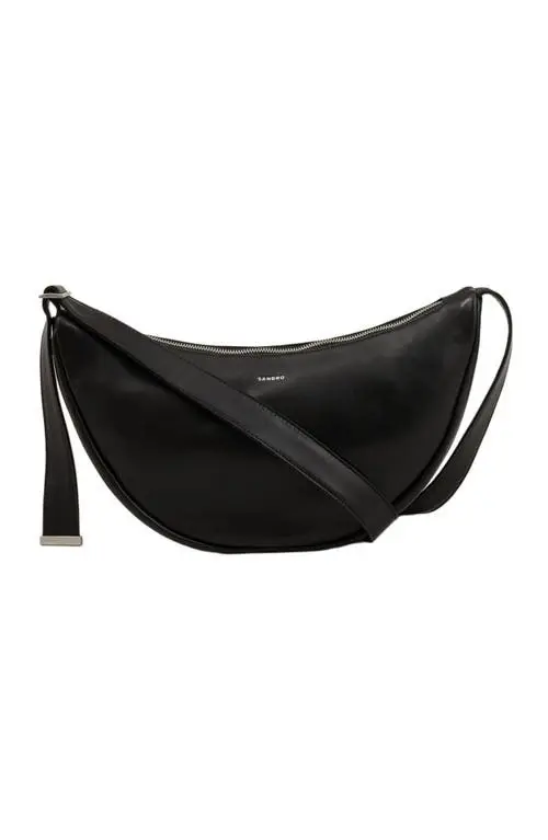 Sandro Small Leather Hobo Bag - Black