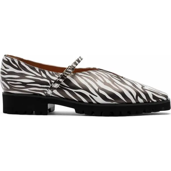 MARC NOLAN Roxie Leather Lug Mary Janes - Zebra