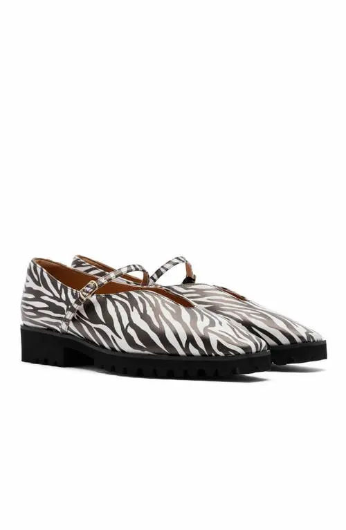 MARC NOLAN Roxie Leather Lug Mary Janes - Zebra