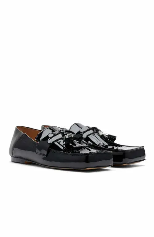 MARC NOLAN Simone Patent Leather Tassel Loafers - Black