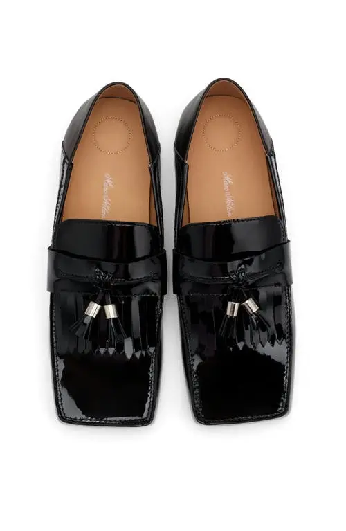 MARC NOLAN Simone Patent Leather Tassel Loafers - Black