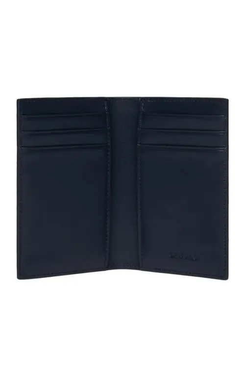 Sandro Grained Leather Folding Card Holder - Navy Blue