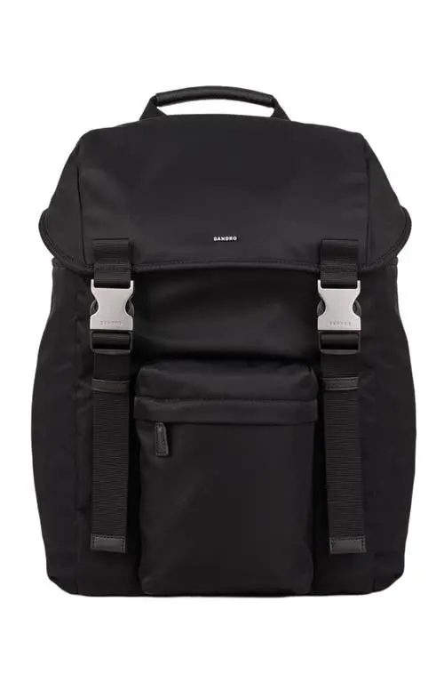 Sandro Recycled Leather Backpack - Black