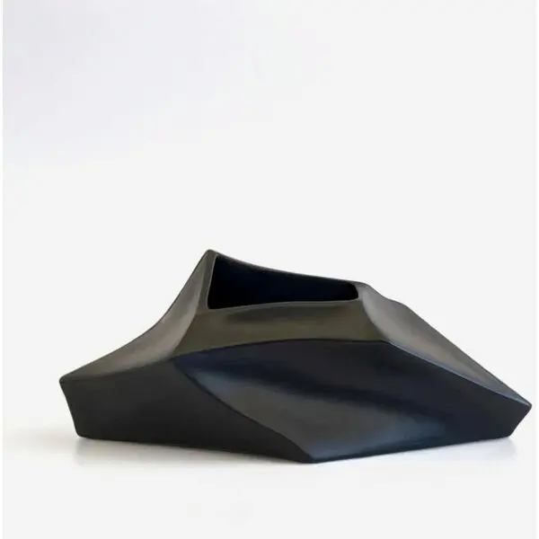 DINADECOR Geo Flat Vase - Black