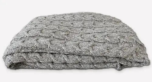 PURPLE NEST DESIGN Handloomed Muru Collectionluxurious Artisan Weaver Peruvian Pima Cotton & Undyed Baby Alpaca Super Soft Cable Blanket - Graphite