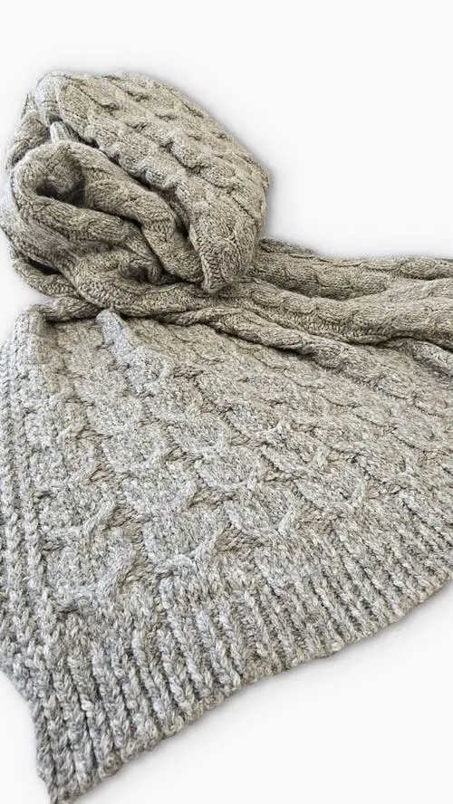 PURPLE NEST DESIGN Handloomed Muru Collectionluxurious Artisan Weaver Peruvian Pima Cotton & Undyed Baby Alpaca Super Soft Cable Blanket - Graphite