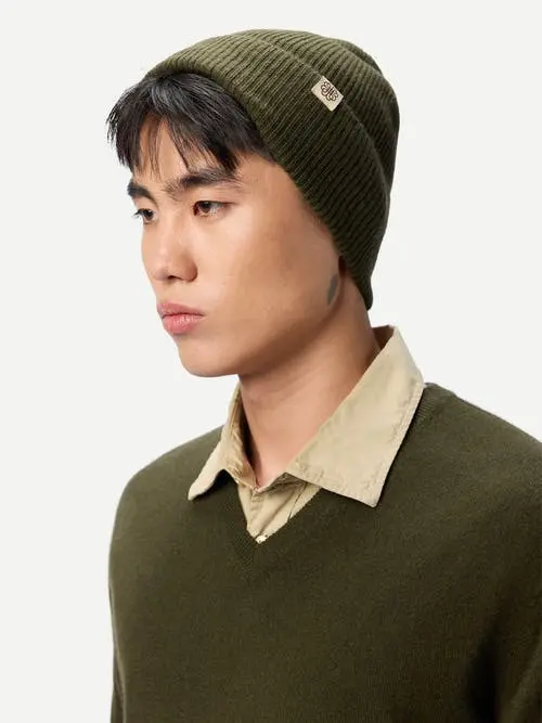 Gobi Cashmere Cashmere Rib Knit Beanie - Avocado