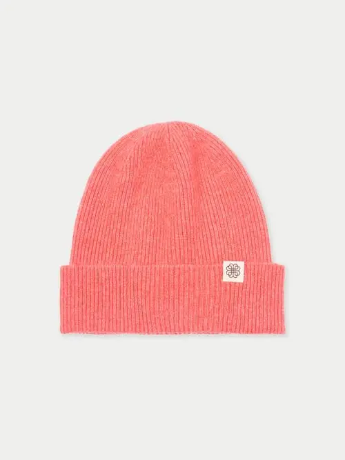 Gobi Cashmere Cashmere Rib Knit Beanie - Coral