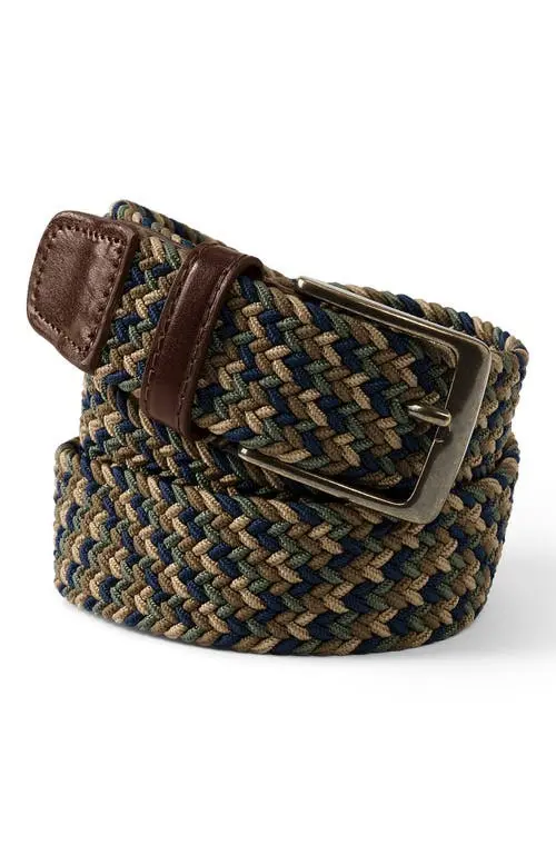 LANDS' END Braided Elastic Belt - Brown Multi