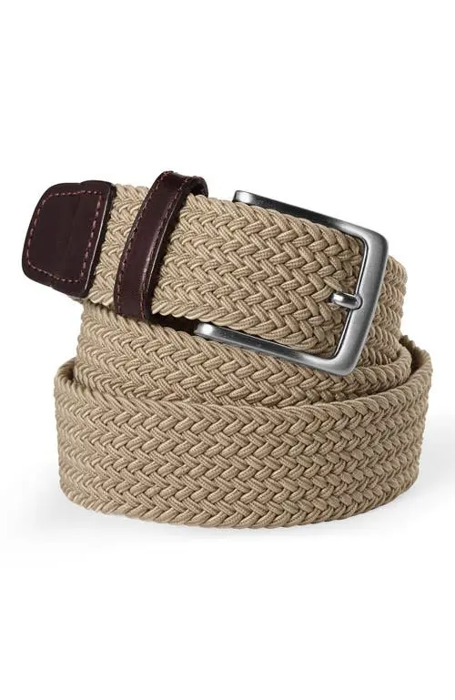 LANDS' END Braided Elastic Belt - Khaki