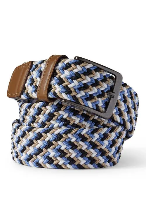 LANDS' END Braided Elastic Belt - Slate Blue Multi