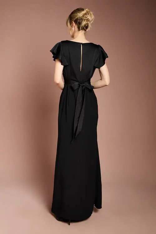 Coast Angel Sleeve V-neck Maxi Dress - Black