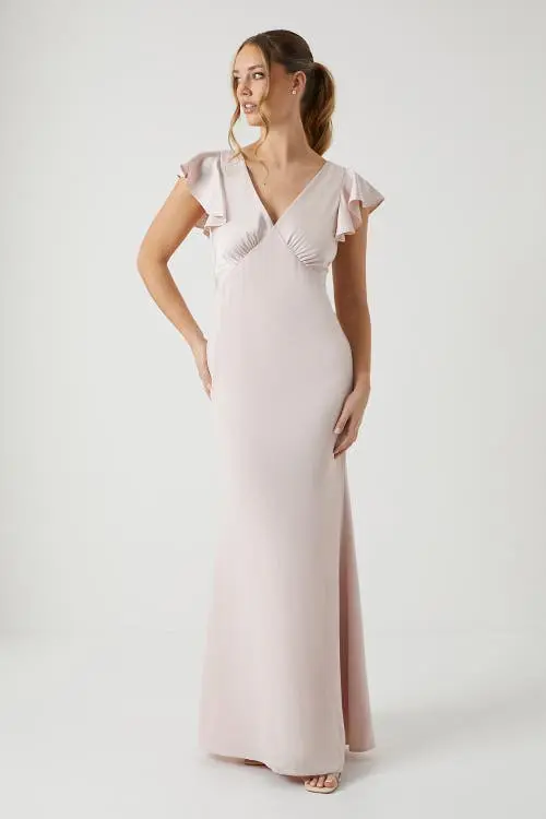 Coast Angel Sleeve V-neck Maxi Dress - Blush