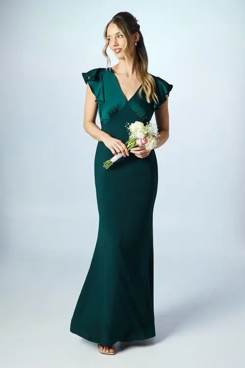 Coast Angel Sleeve V-neck Maxi Dress - Emerald