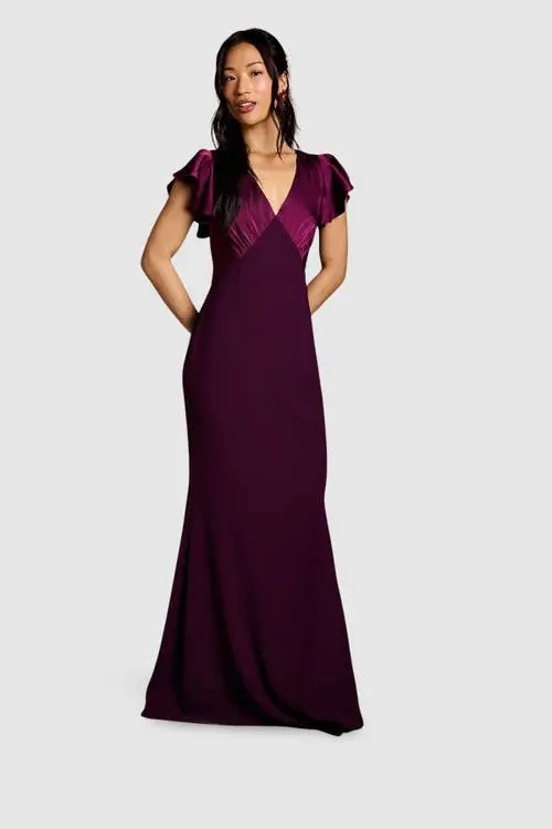 Coast Angel Sleeve V-neck Maxi Dress - Fig