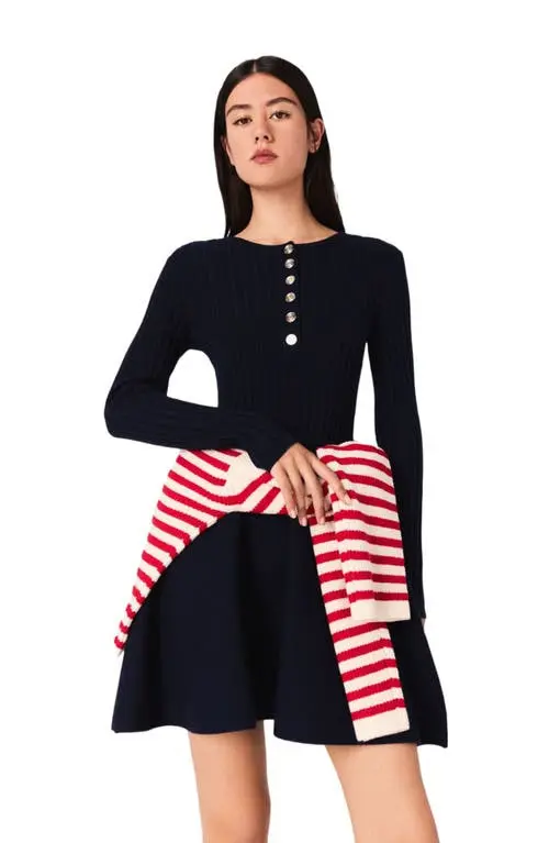 Maje Mini Knit Flared Dress