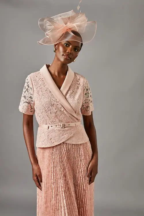 Coast Lace Jacket Pleated Midi Dress