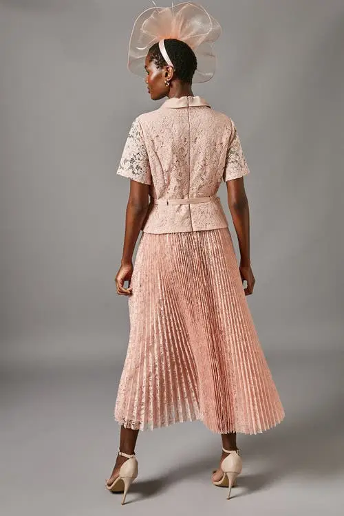 Coast Lace Jacket Pleated Midi Dress