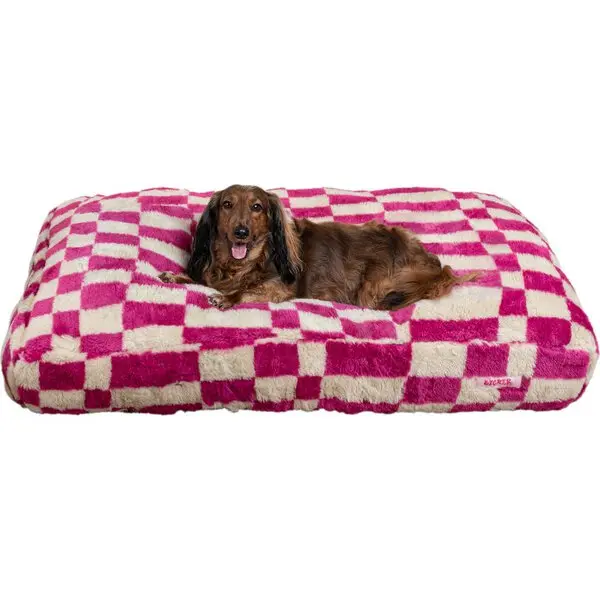 THE LICKER STORE Mabeldesigner Modern Ultra Soft Reversible Plush Rectangular Pet Bed With Washable Cover - Pink/cream