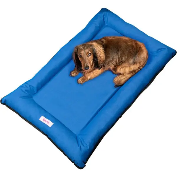 THE LICKER STORE Archie Traditional Oxford Waterproof Indoor/outdoor Hand-washable Memory Foam Camping Pet Bed - Blue
