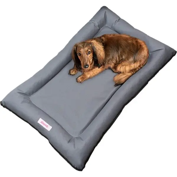THE LICKER STORE Archie Traditional Oxford Waterproof Indoor/outdoor Hand-washable Memory Foam Camping Pet Bed - Gray