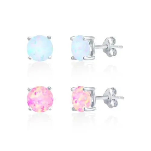 DONATELLO GIAN Sterling Opal Stud Earrings - Silver