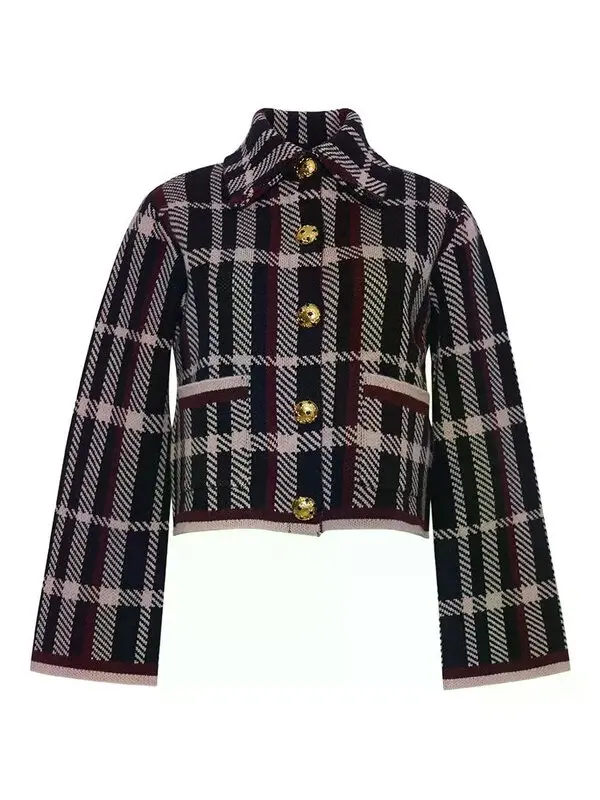 Cara Cara Delilah Plaid-check Jacquard Cardigan - Blue