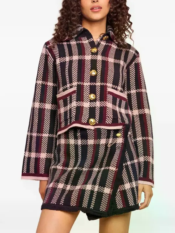 Cara Cara Delilah Plaid-check Jacquard Cardigan - Blue